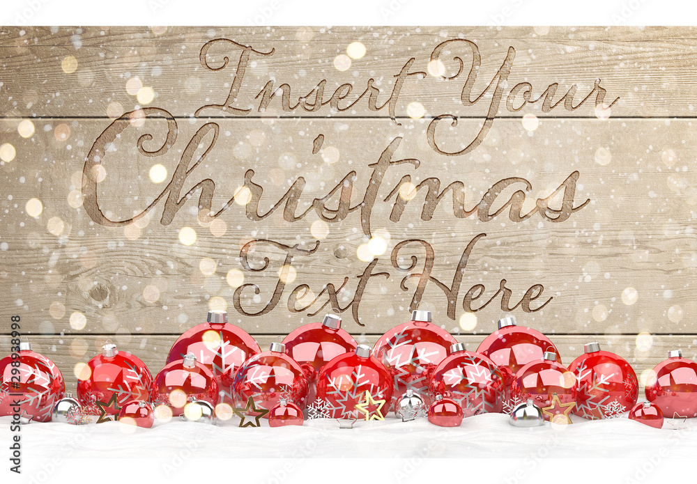Wooden Text Effect Mockup with Christmas Decorations Stock Template ...
