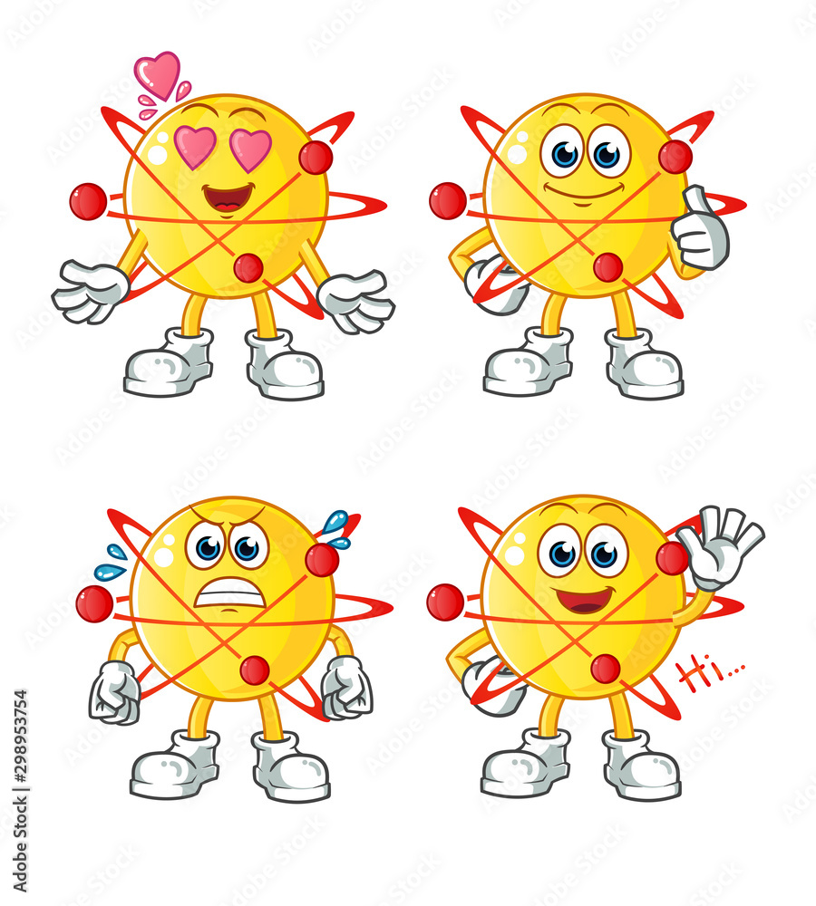 set of atom mascot vector cartoon art illustration Stock Vector | Adobe ...