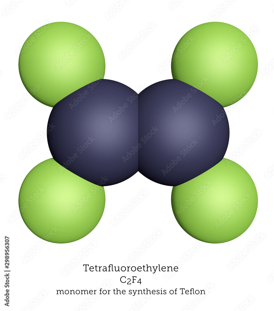 Tetrafluorethylene is the monomer used to make Teflon, shown here as a ...