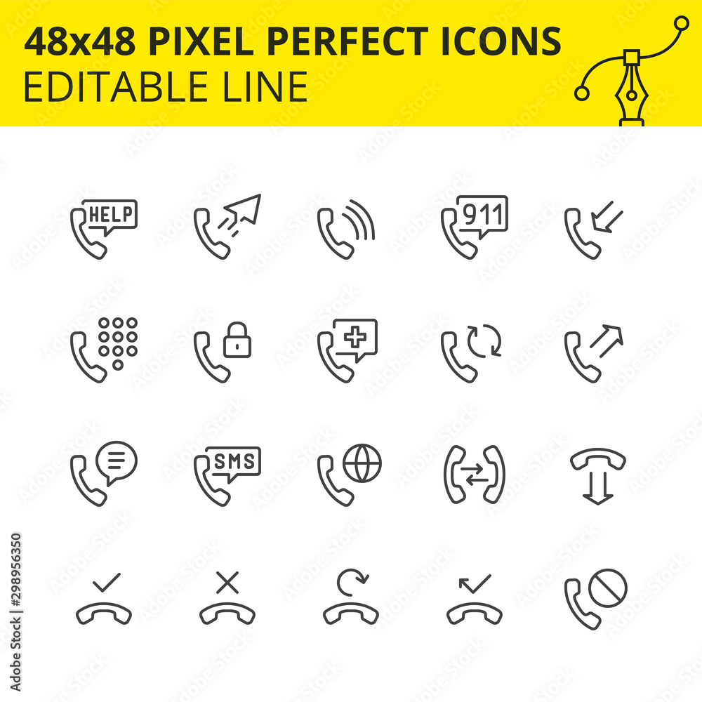 Simple set of icons related for handset services. Collection of phone ...