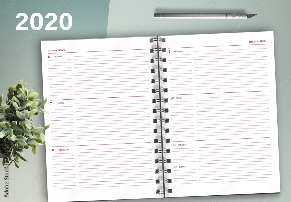 Weekly 2020 Planner Layout Stock Template | Adobe Stock