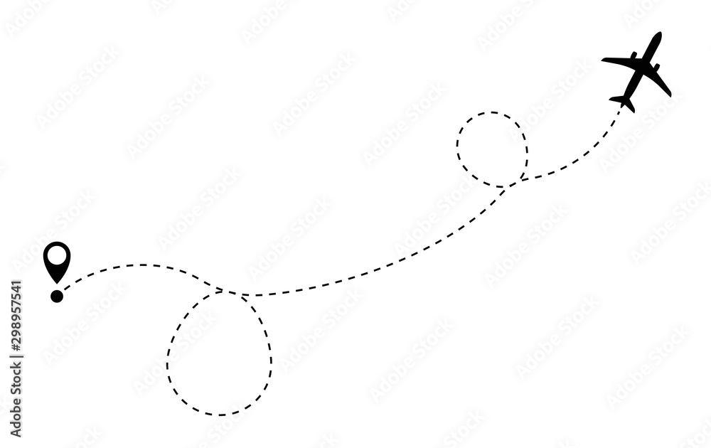 Airplane path line.Vector graphic. Vector illustration in a flat style ...