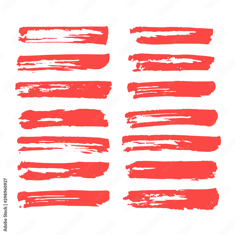 Vector brush strokes set. Red paint brushstrokes. Vector illustration ...