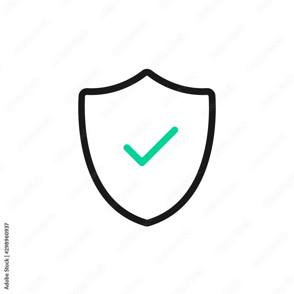 Vector shield and check mark icon. Security, safety, reliable ...