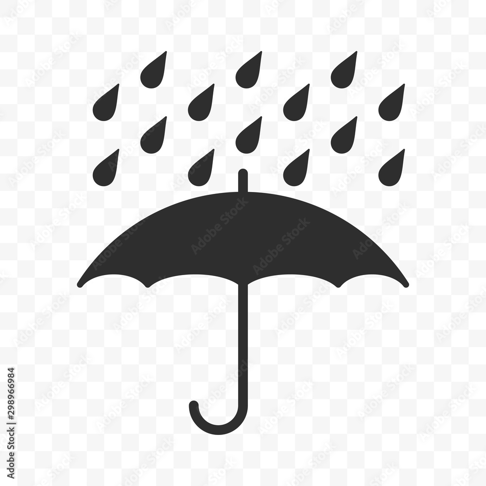 Umbrella icon, fragile box and keep away from water warning vector ...