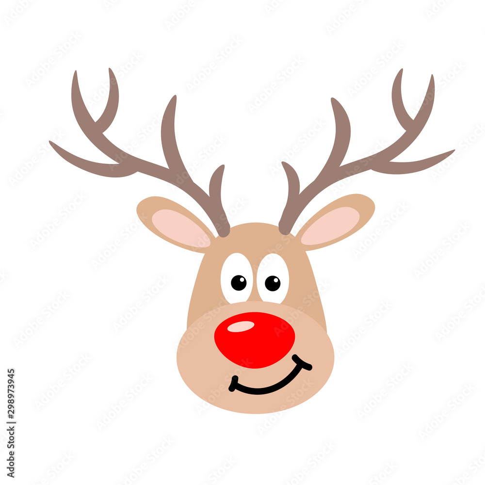 Deer the red nosed vector file. Stock clip art. Merry Christmas sign ...