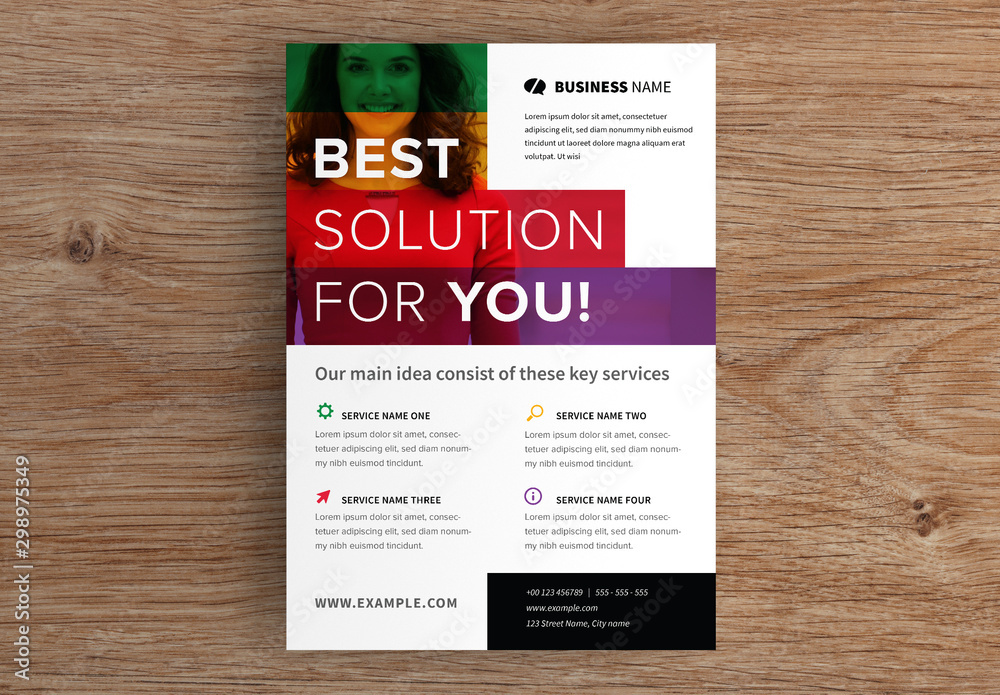 Corporate Business Flyer Layout with Colorful Overlay Stock Template ...
