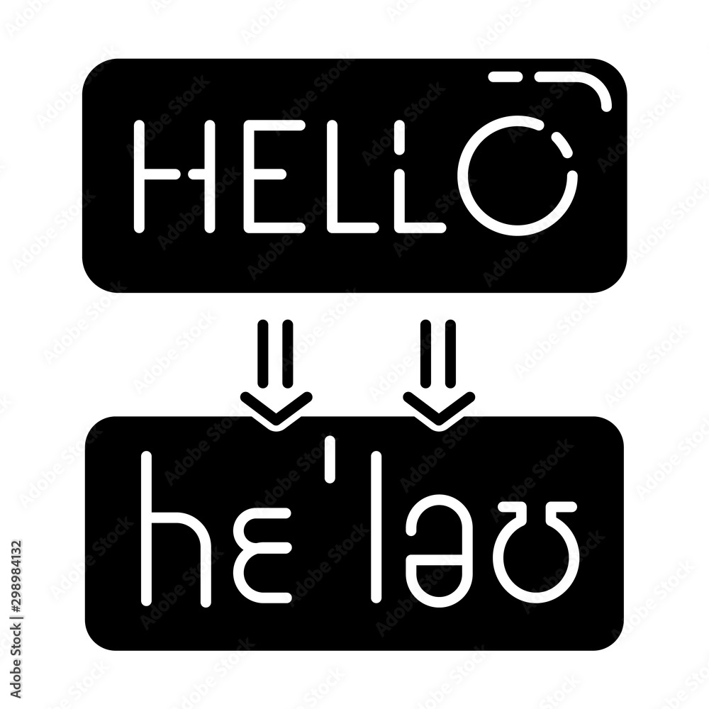 Language translation services glyph icon. Machine transcription. Online ...