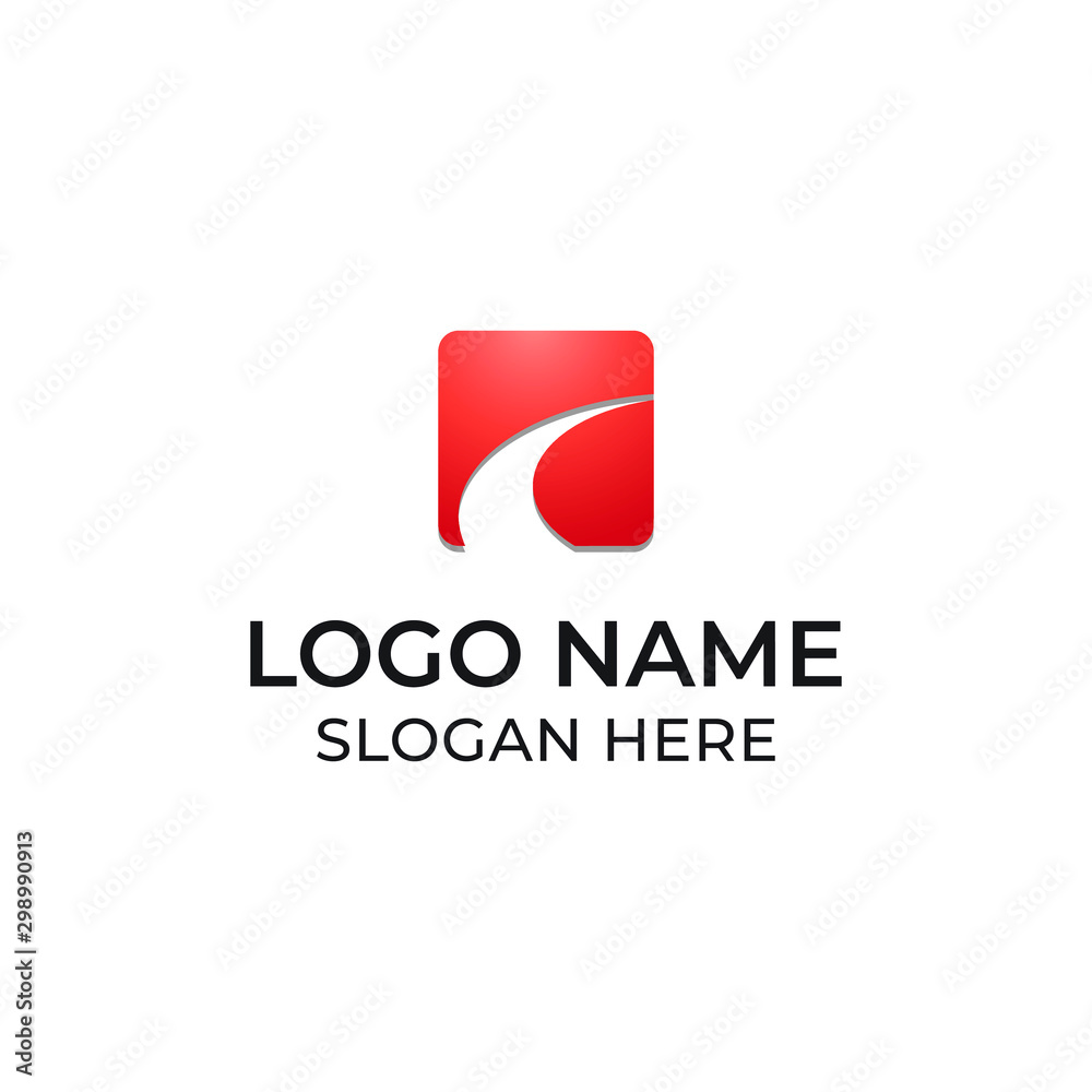 a corporate logo in red color and square shape describing path Stock ...