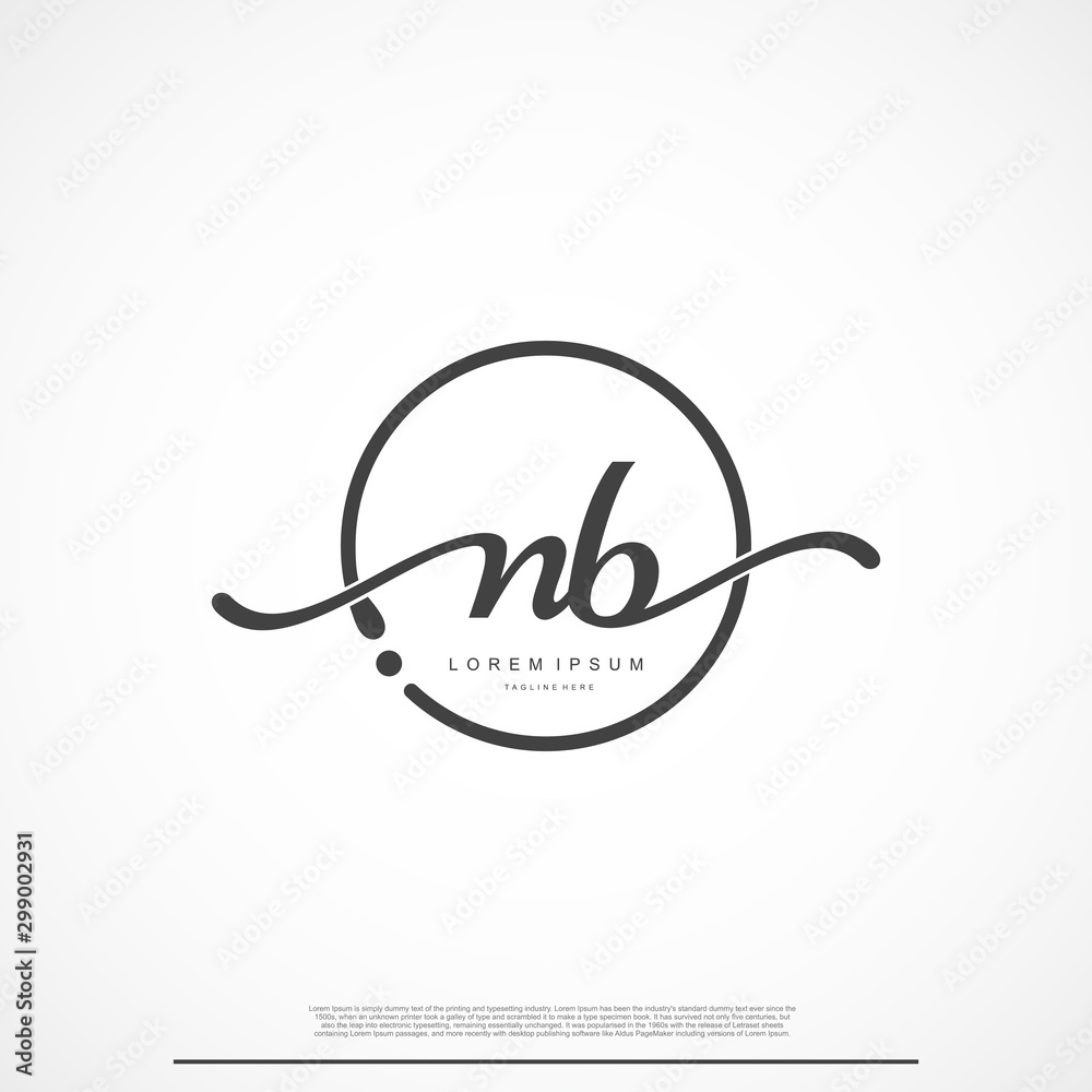 Vetor de Elegant Signature Initial Letter NB Logo With Circle. do Stock ...