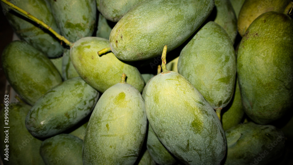 Green mangoes are still raw with a sour taste, ingredients for making ...