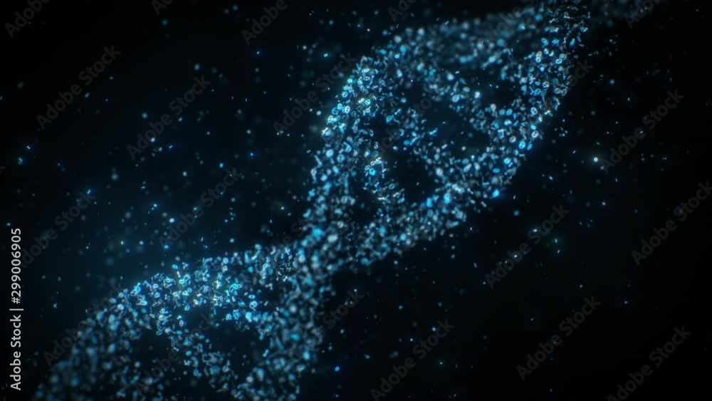Video „Slowly rotating DNA helix made from small particles, binary code ...