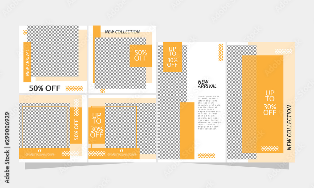 Set of social media stories and post frame templates. Editable modern ...
