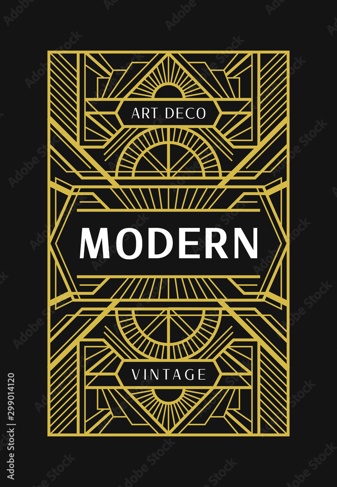 Ornamental Line Art Deco Label Design Stock Photo | Adobe Stock