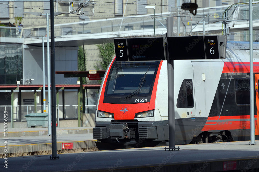 Platform and train view on Oslo central station. Oslo Central Station ...
