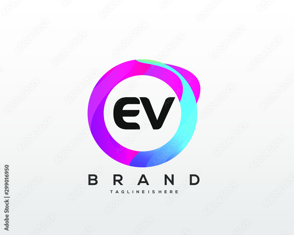 EV initial logo With Colorful Circle template vector. Stock Vector ...