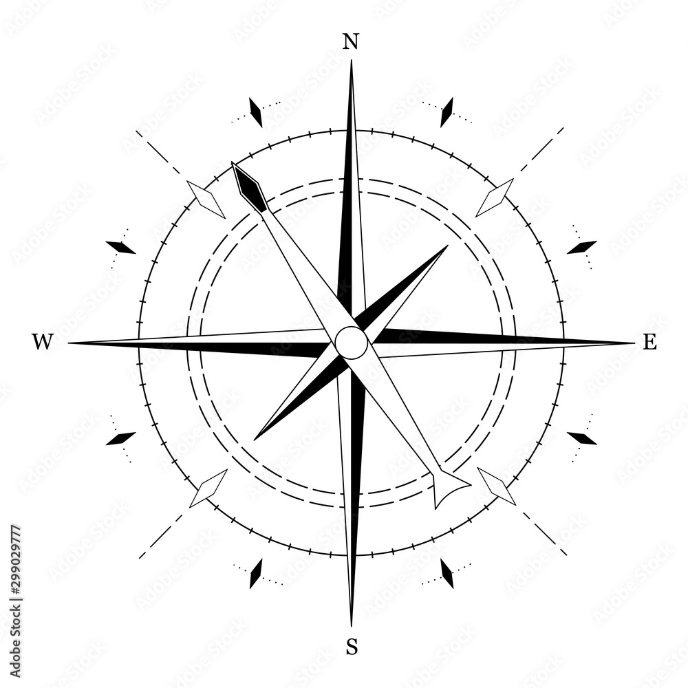 Simple sign of compass isolated on white background. Vector ...