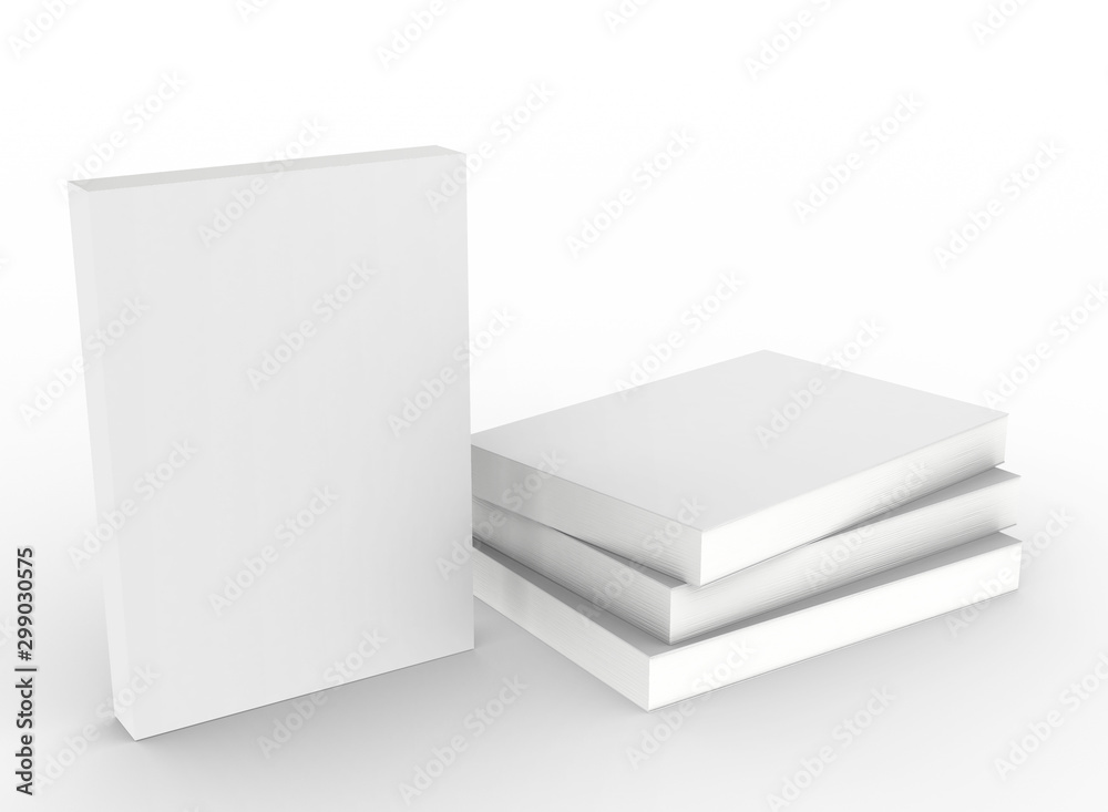 template empty book mockup set white background , 3d rendering Stock ...