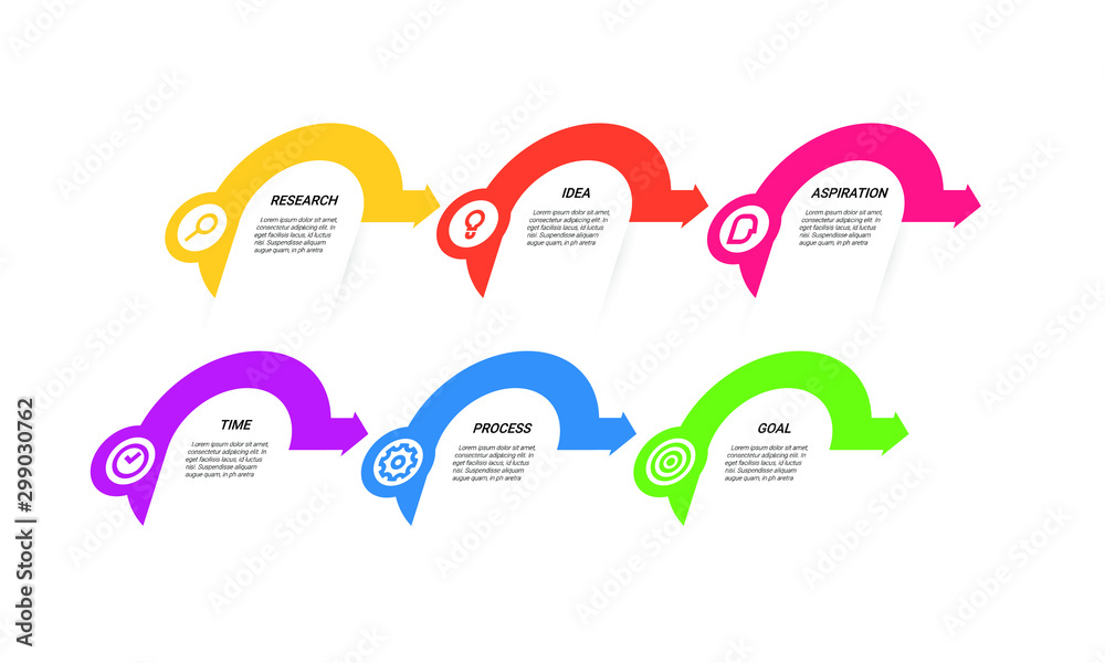 vector step Infographic stack chart design with icons and 6 options or ...