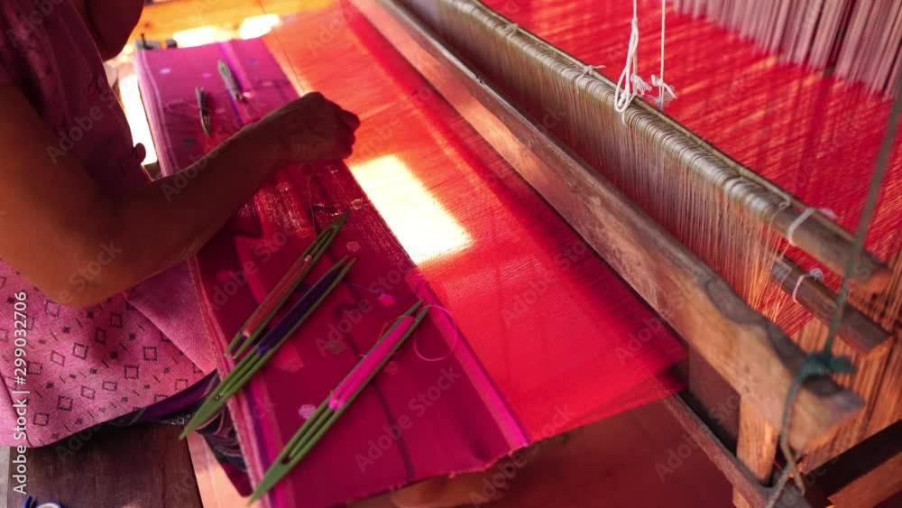 Traditional Thai Textile Silk manufacture in craft village at Nan ...