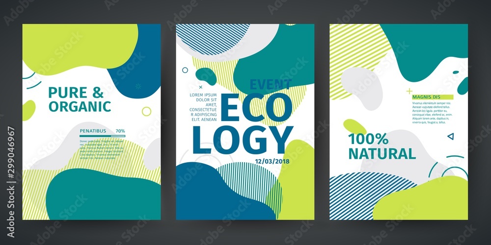 Set of template design of modern ecology cover with a backdrop of an ...