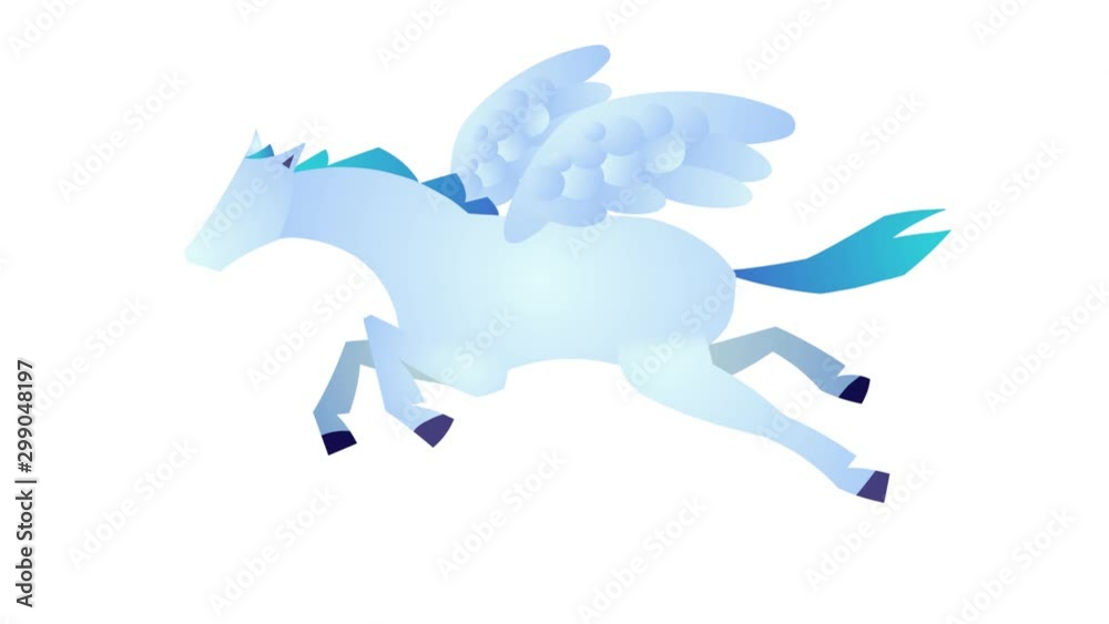 Running Pegasus cartoon character. 24fps seamless looping animation of ...