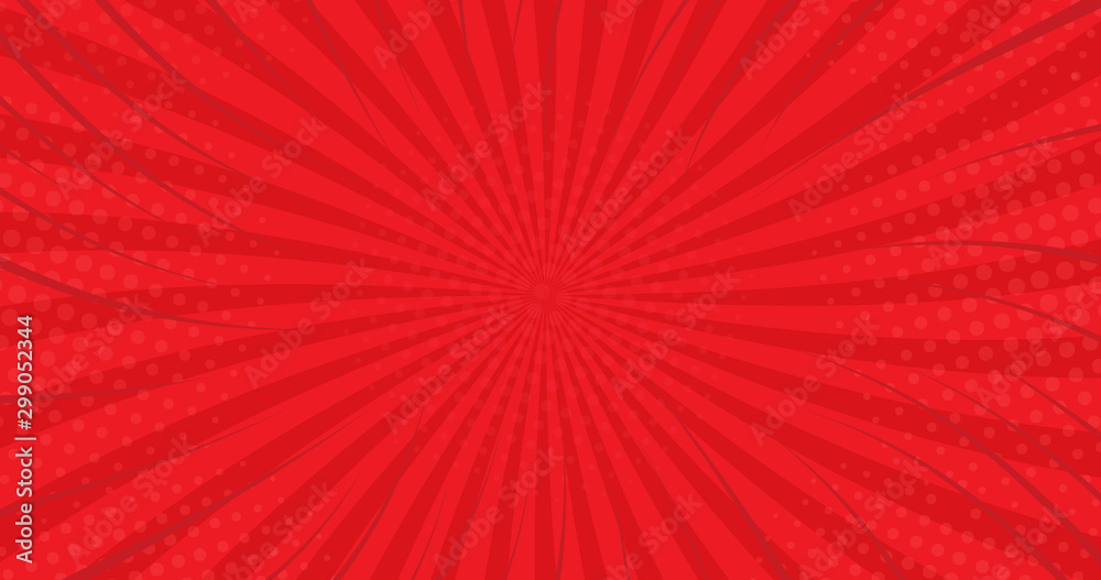 Red comic background with rays. Vector illustration Stock Vector ...