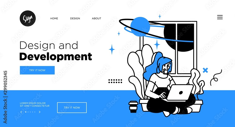 Designing Developing and programming technologies concept. Web page ...