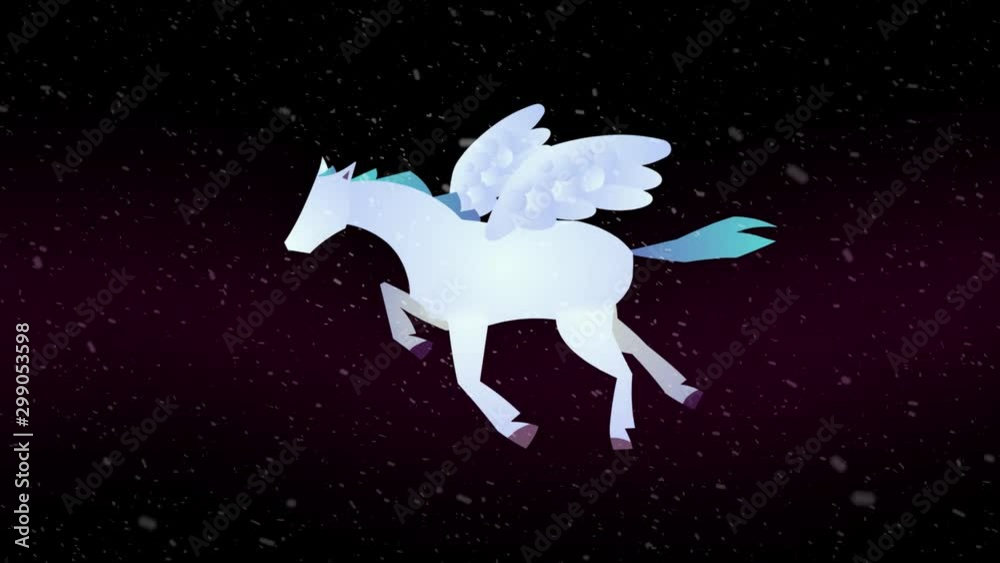 Running Pegasus cartoon character. 24fps seamless looping animation of ...