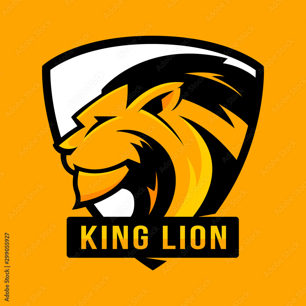 Lion Logo vector. Vector illustration, emblem design on yellow ...