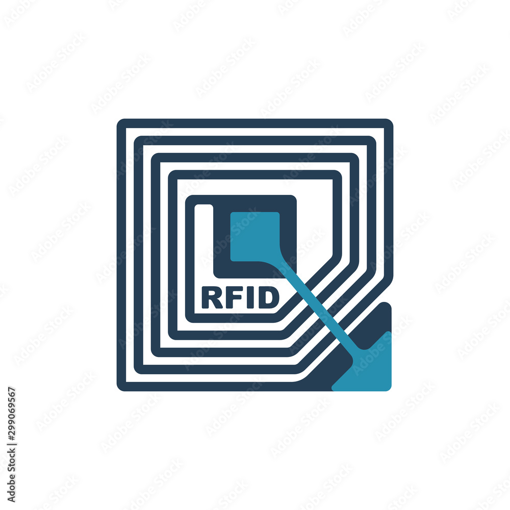 RFID tag icon. Modern technology product protection. Vector ...