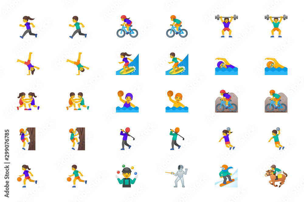 Sportsman Vector Icons Set. Sport People Man, Woman Persons Icons ...