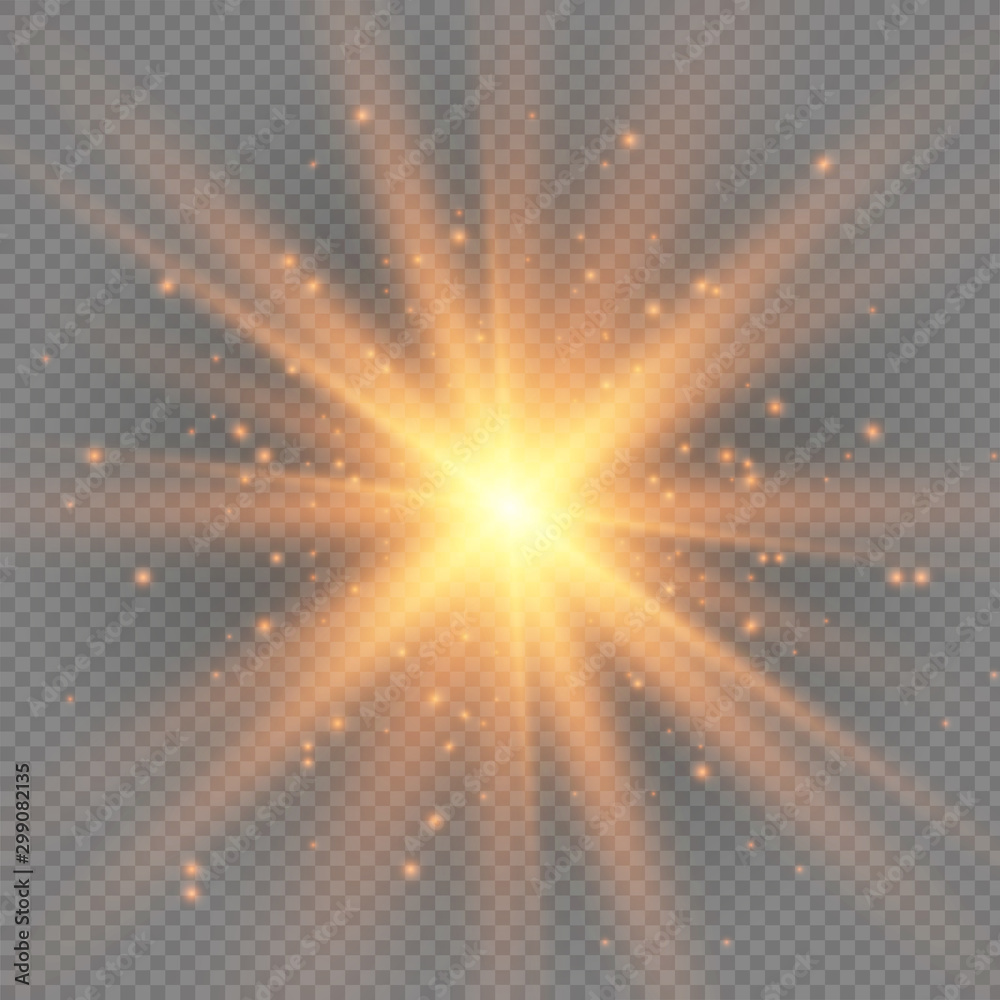 White beautiful light explodes in a transparent explosion. Vector ...