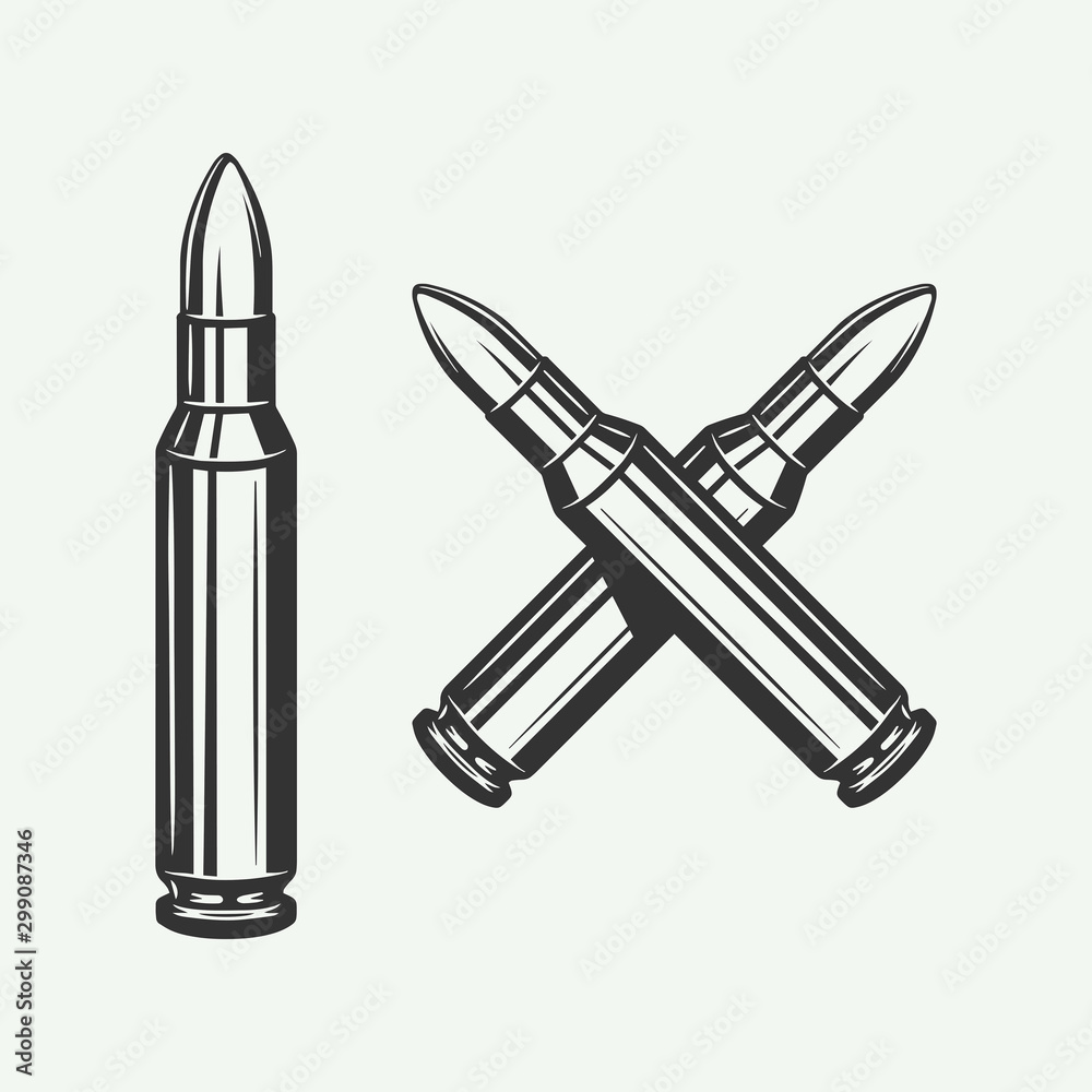 Set of vintage retro bullets. Can be used for logo, emblem, badge ...