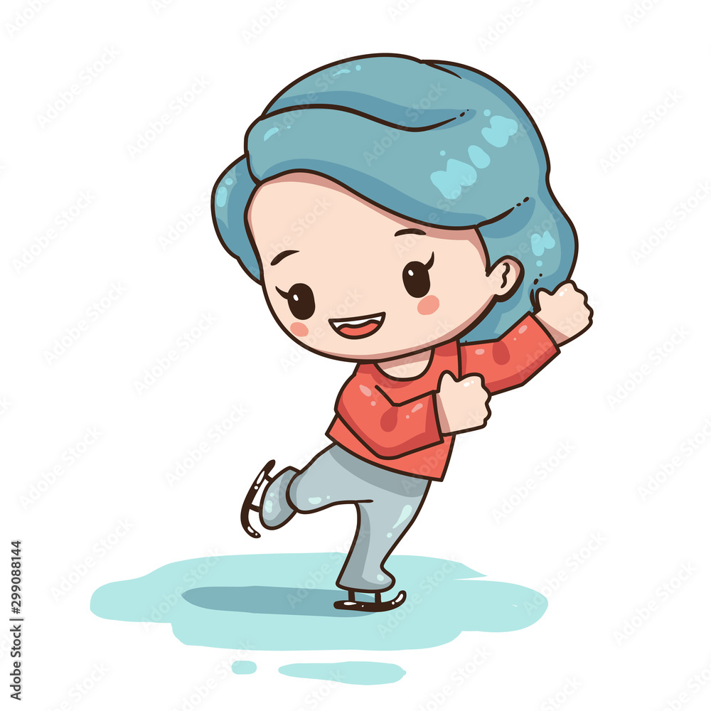 Vector illustration of cute cartoon girl. Kawaii chibi character ...