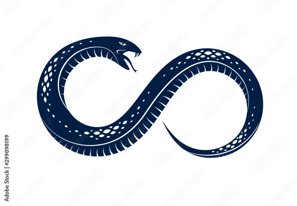 Snake eating its own tale, Uroboros Snake in a shape of infinity symbol ...