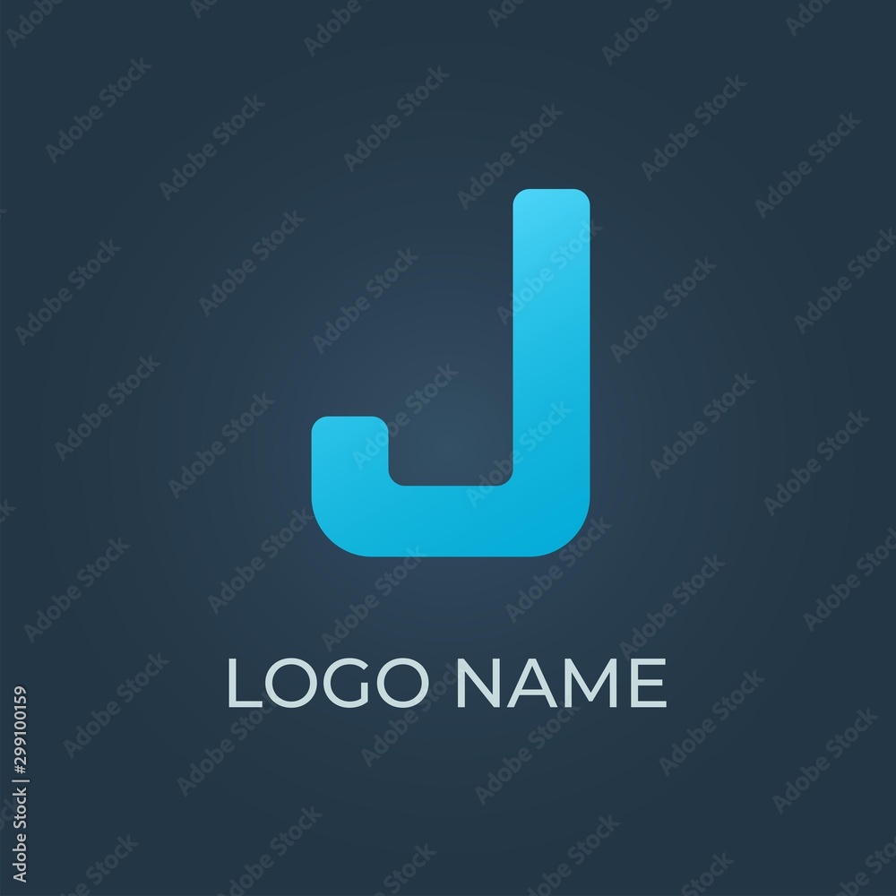 Letter "J" logo on isolated dark background. Vector image Stock Vector ...