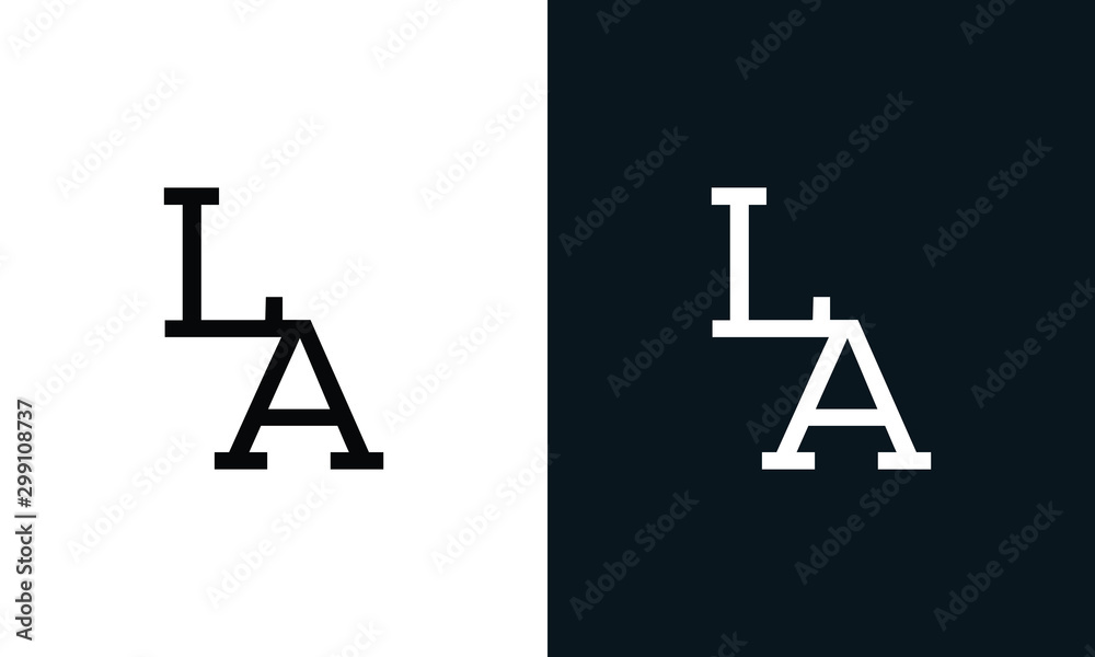 Minimalist line art letter LA logo. This logo icon incorporate with two ...