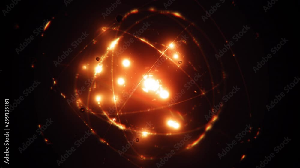 Wideo Stock: seamlessly looping orange golden atom concept animation ...