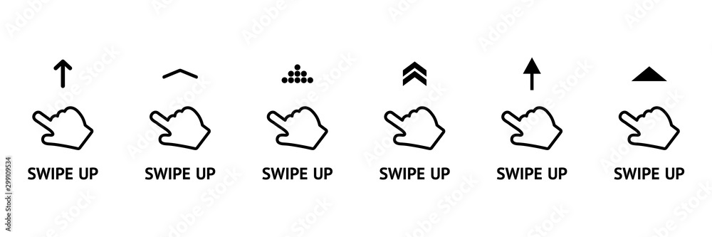 Finger swipe up icon. Swipe to up icon. Pointing hand with up arrow ...