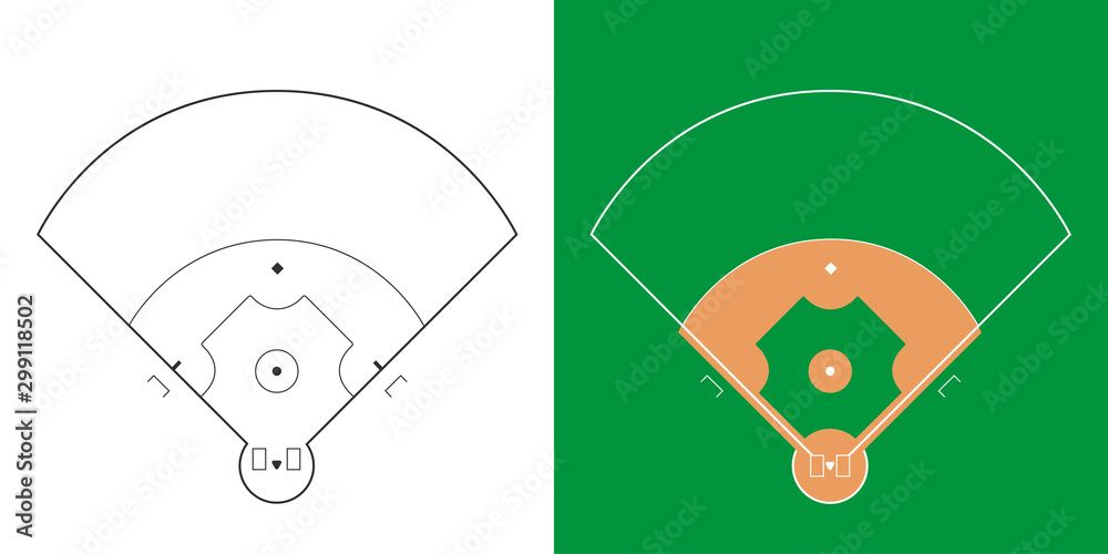 Baseball field illustration Stock Vector | Adobe Stock