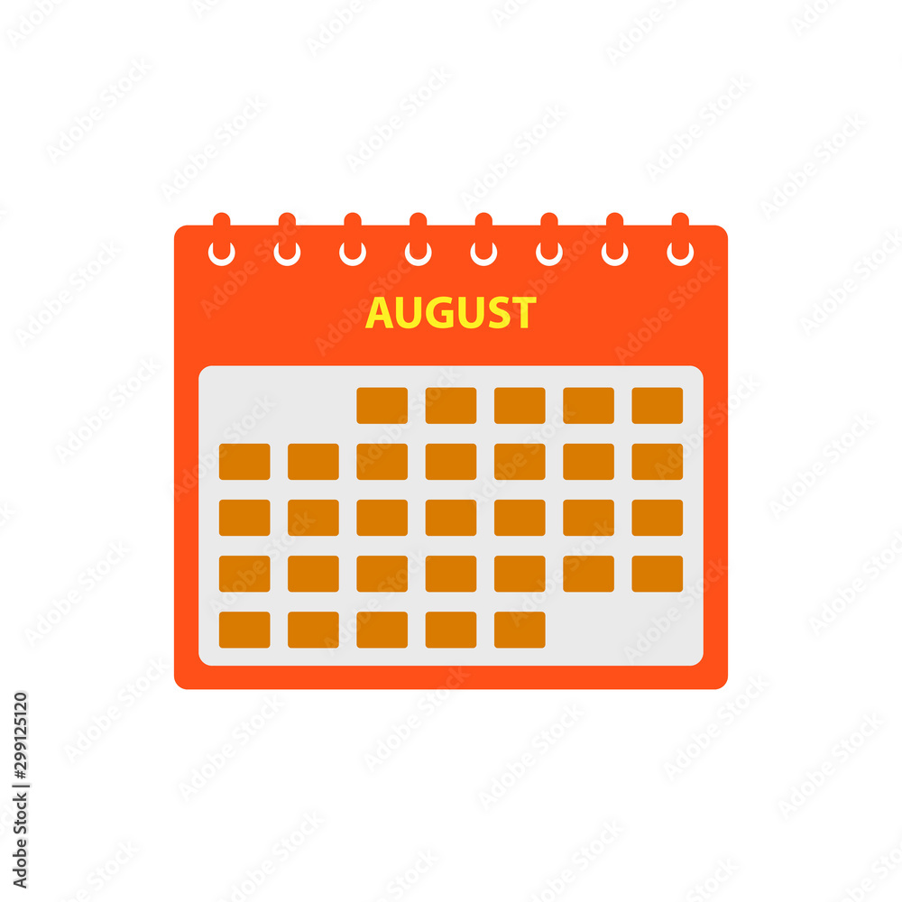 August Calendar Icon Set. Flat style vector EPS. Stock Vector | Adobe Stock