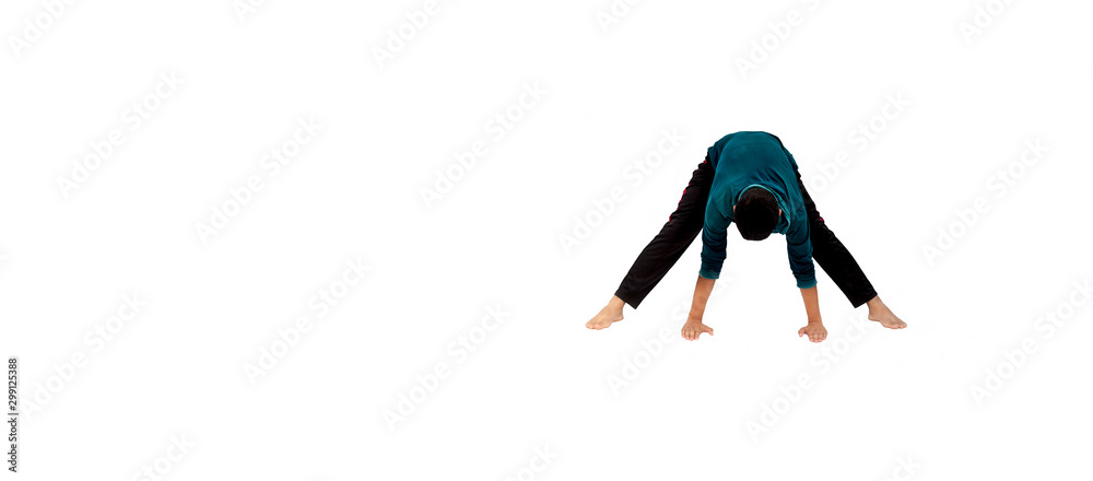 Full-length shot of male energetic young teenager isolated on white ...