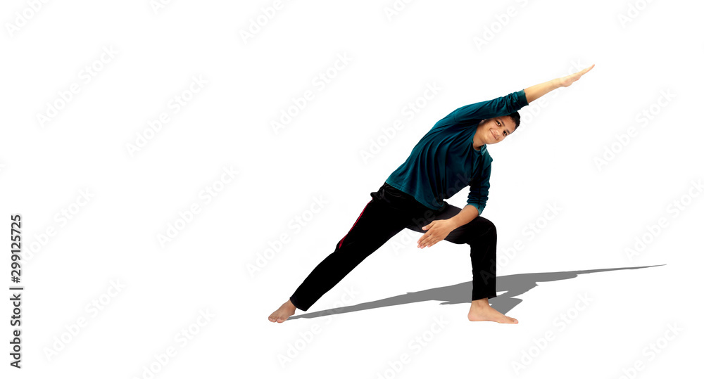 Full-length shot of male energetic young teenager isolated on white ...