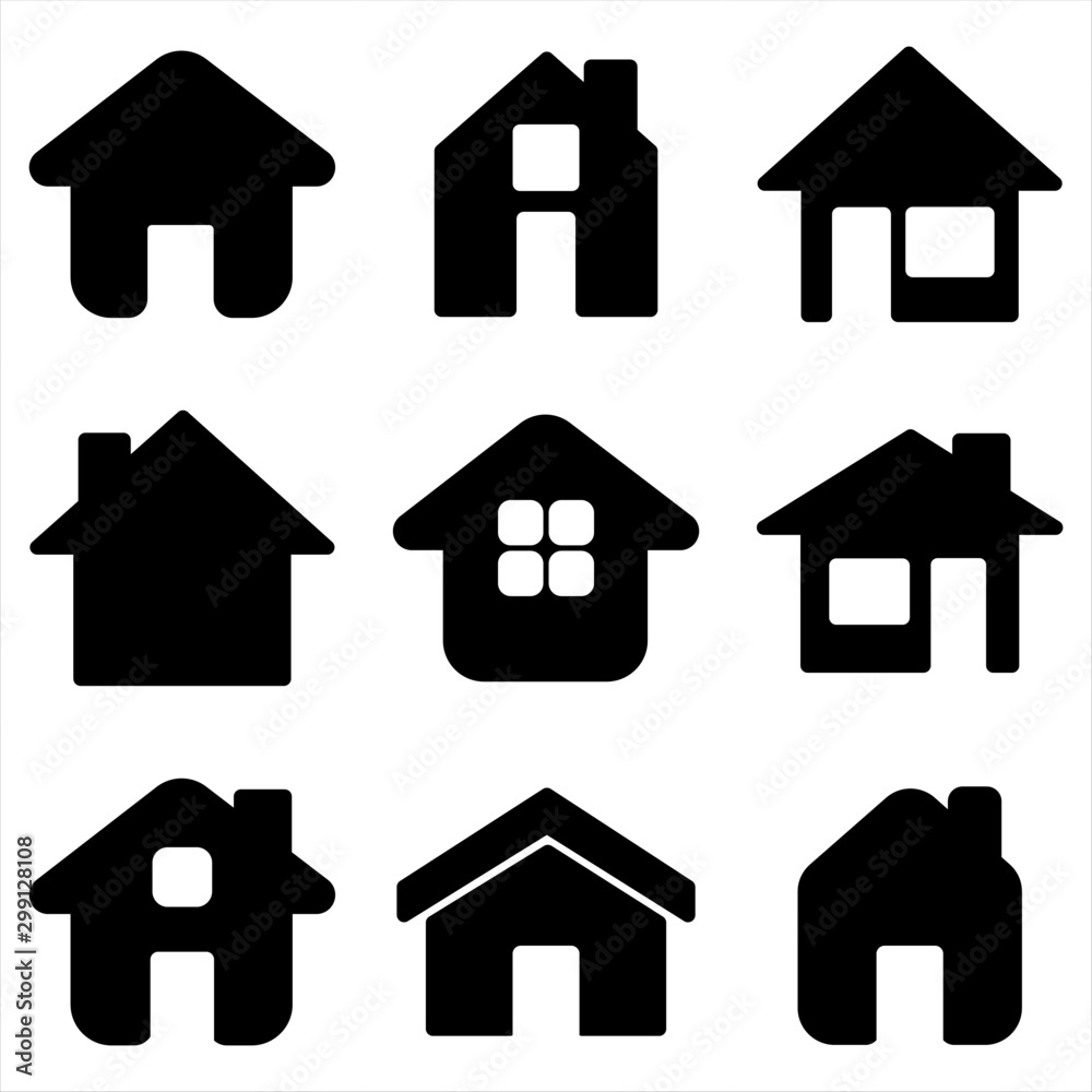 Set of home icon. symbol of house or building with trendy flat style ...