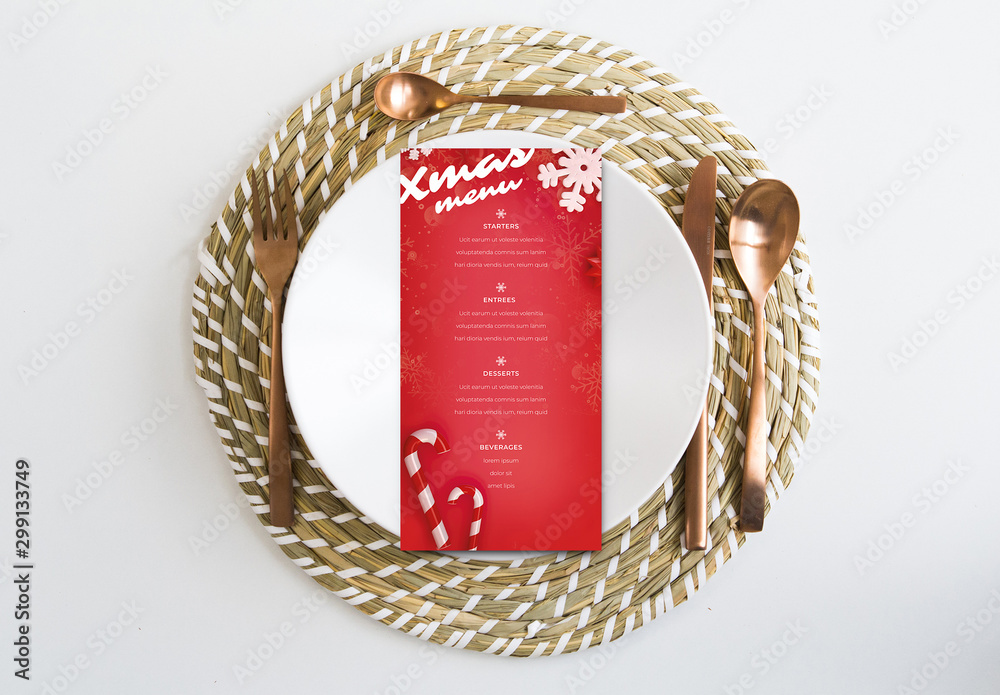 Red Christmas Menu Layout Stock Template | Adobe Stock