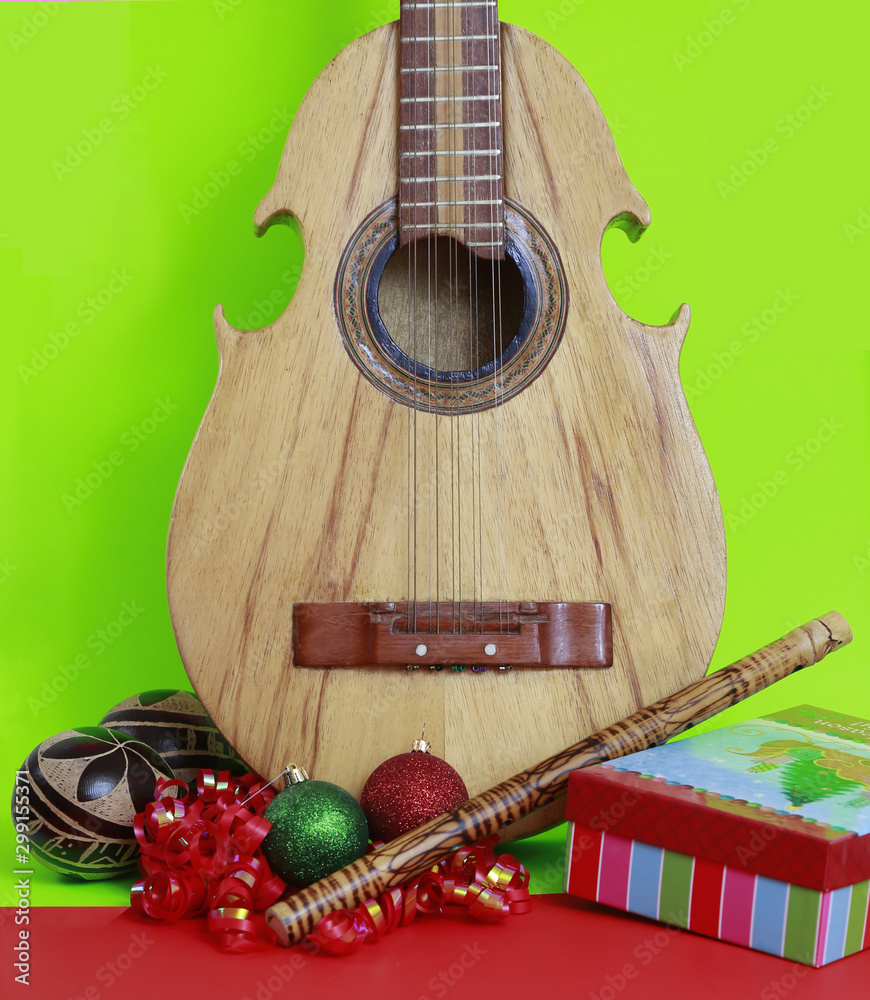 Vertical view of a Puerto Rican Cuatro. A Puerto Rico strings musical ...