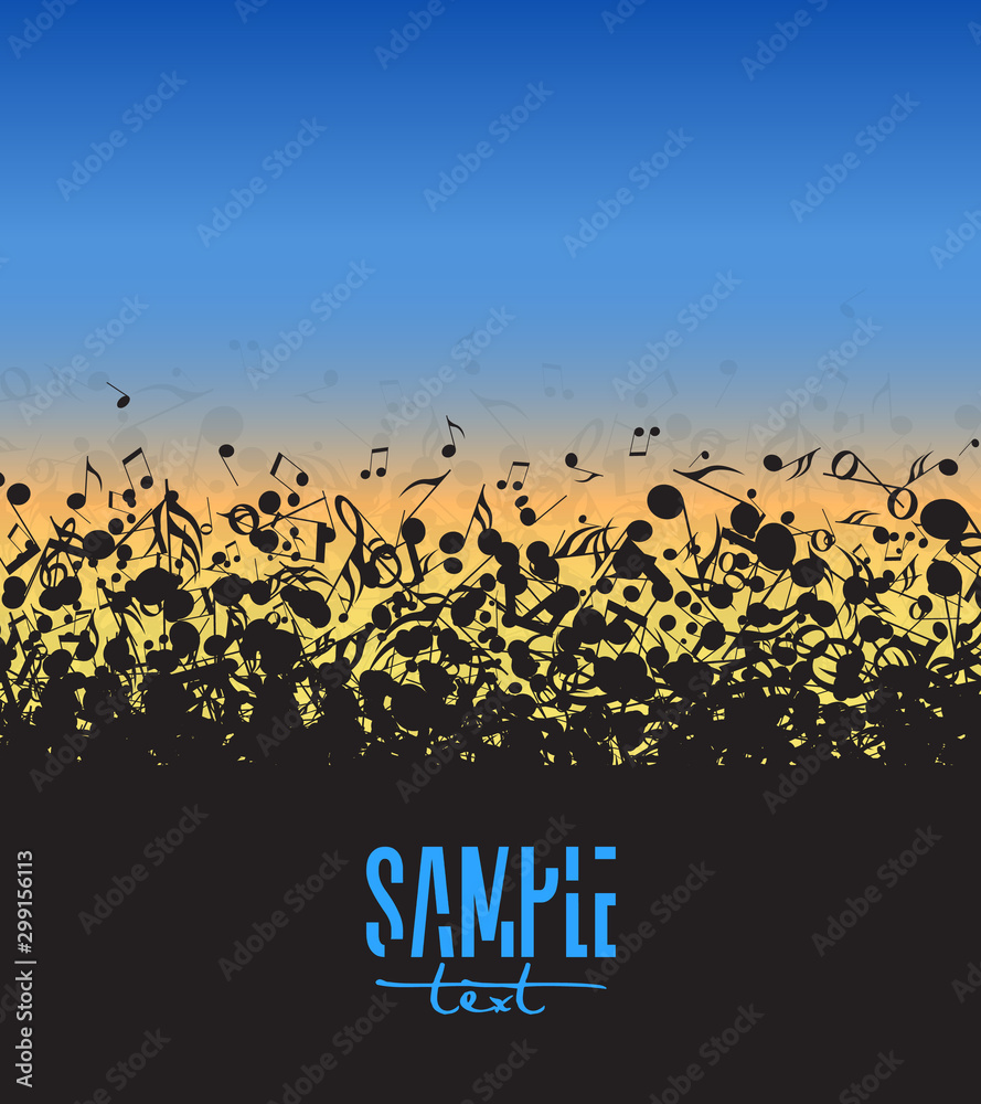 Vector musical background with notes. Decoration of musical notes Stock ...