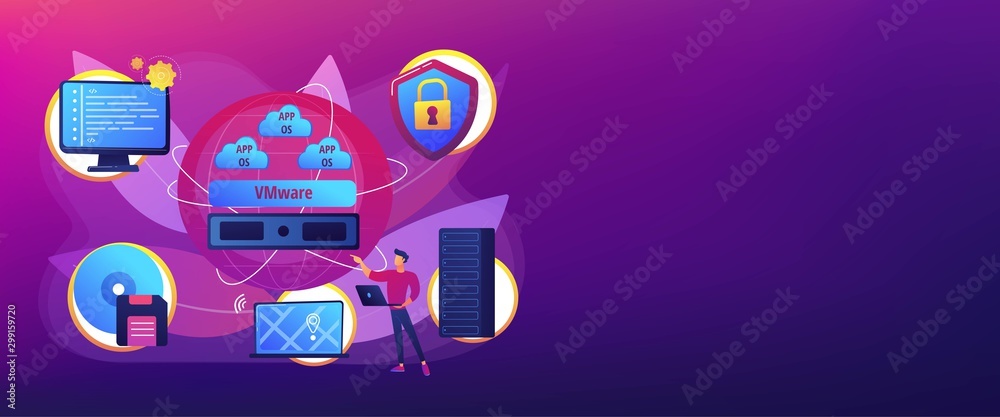 Virtual machines. Operating system and data storage. Virtualization ...