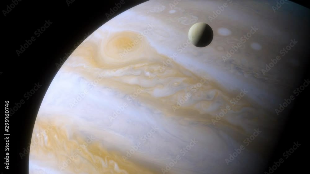 Europa - Ice moon of Jupiter. Background of the giant gas planet ...